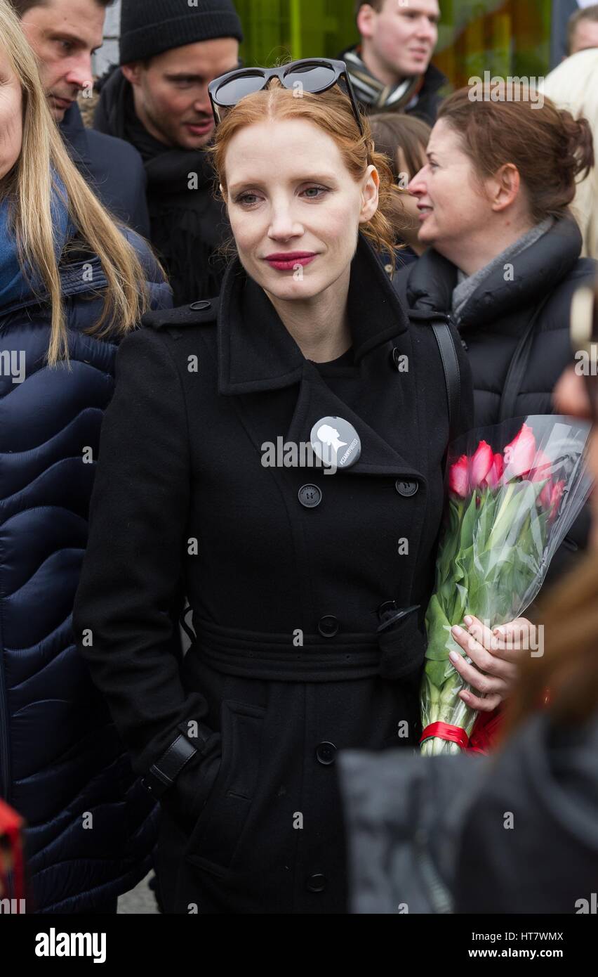 Varsovie, Pologne. Mar 8, 2017. L'actrice américaine Jessica Chastain a ...