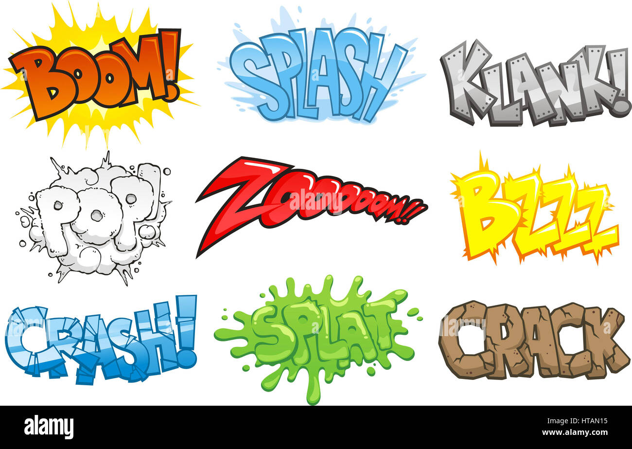 Comic Books Cartoon Effets sonores onomatopée, vector illustration ...