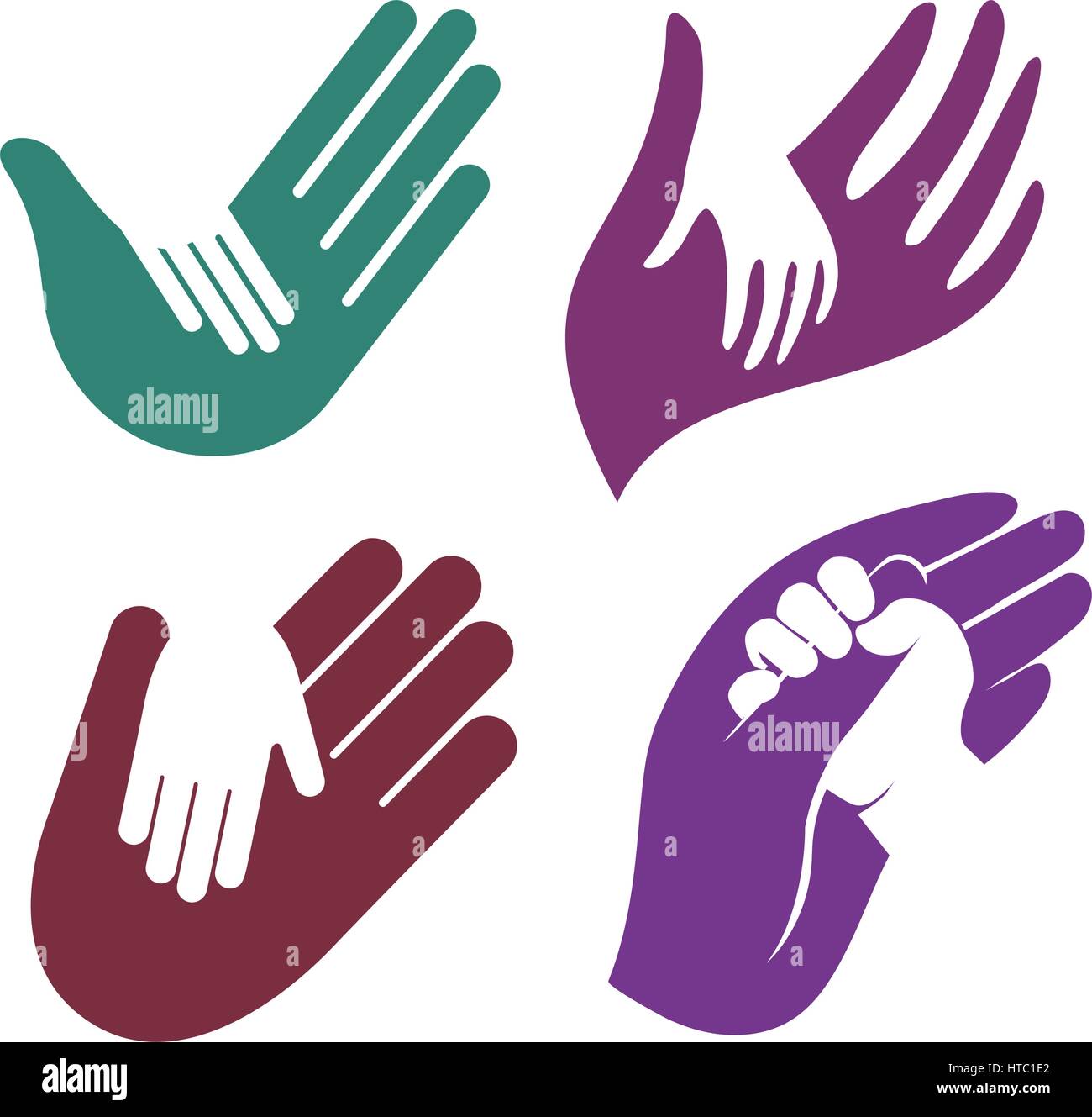 Résumé de l'enfant isolé colorés et des profils main dans la main ...