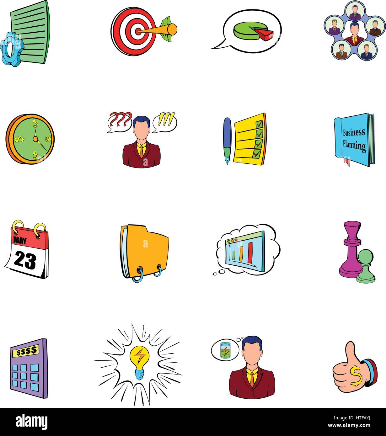 La planification d'entreprise icons set dans un style cartoon isolé sur ...