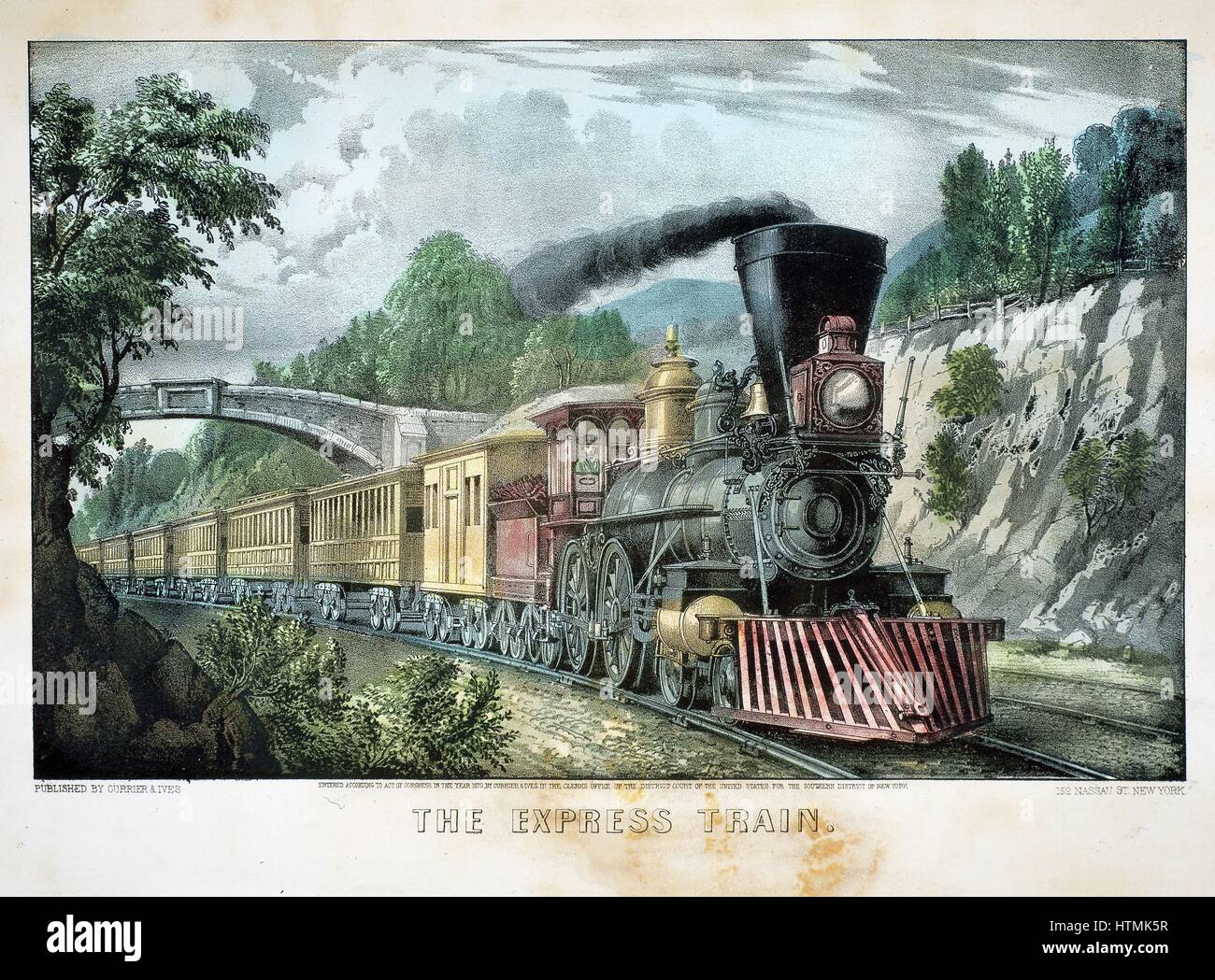 Le train Express. Locomotive avec cowcatcher parcours train par la ...
