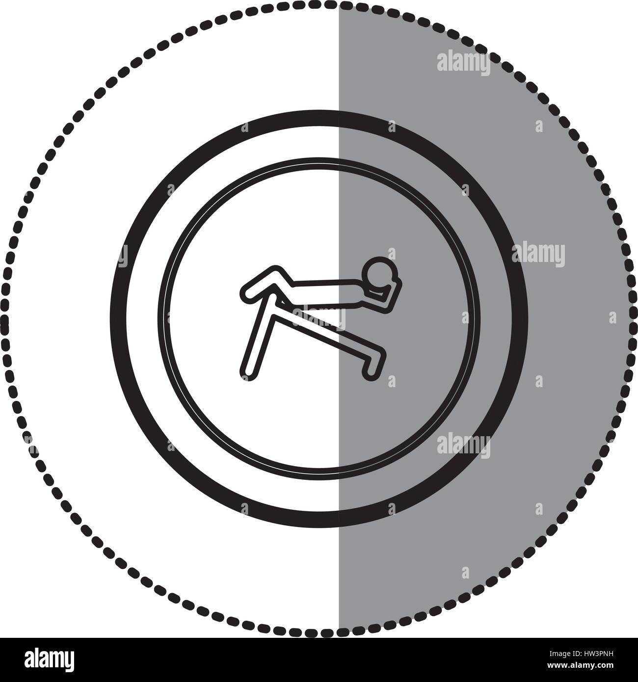Pictogramme autocollant de contour monochrome avec formation abdominale ...
