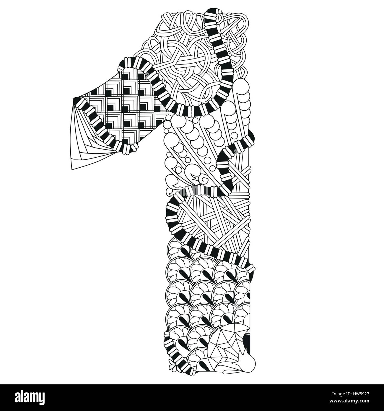 Zentangle number vector decorative number Banque de photographies et d ...