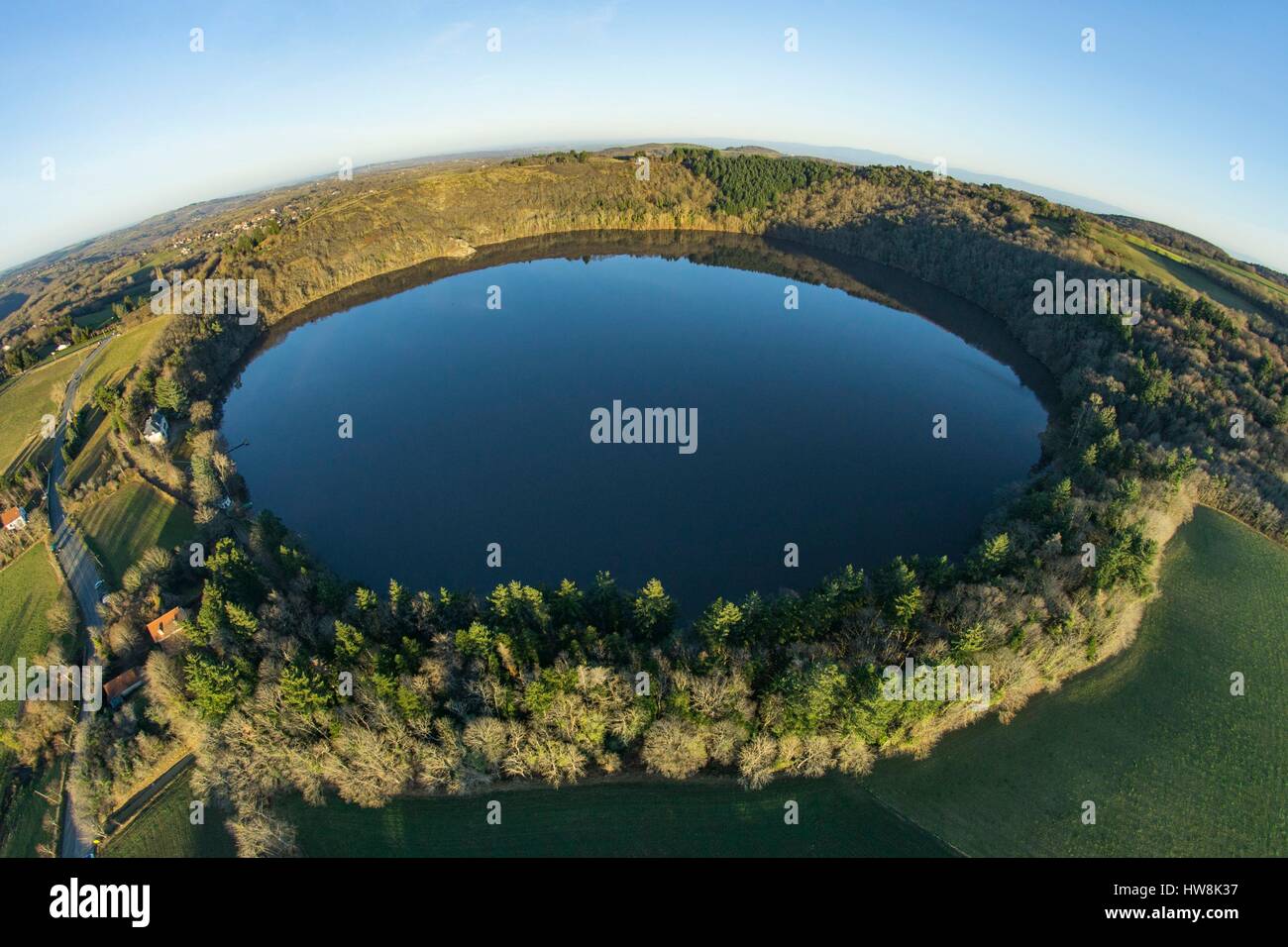 France, Puy de Dome, charbonnières les vieilles, Gour de Tazenat, maar ...