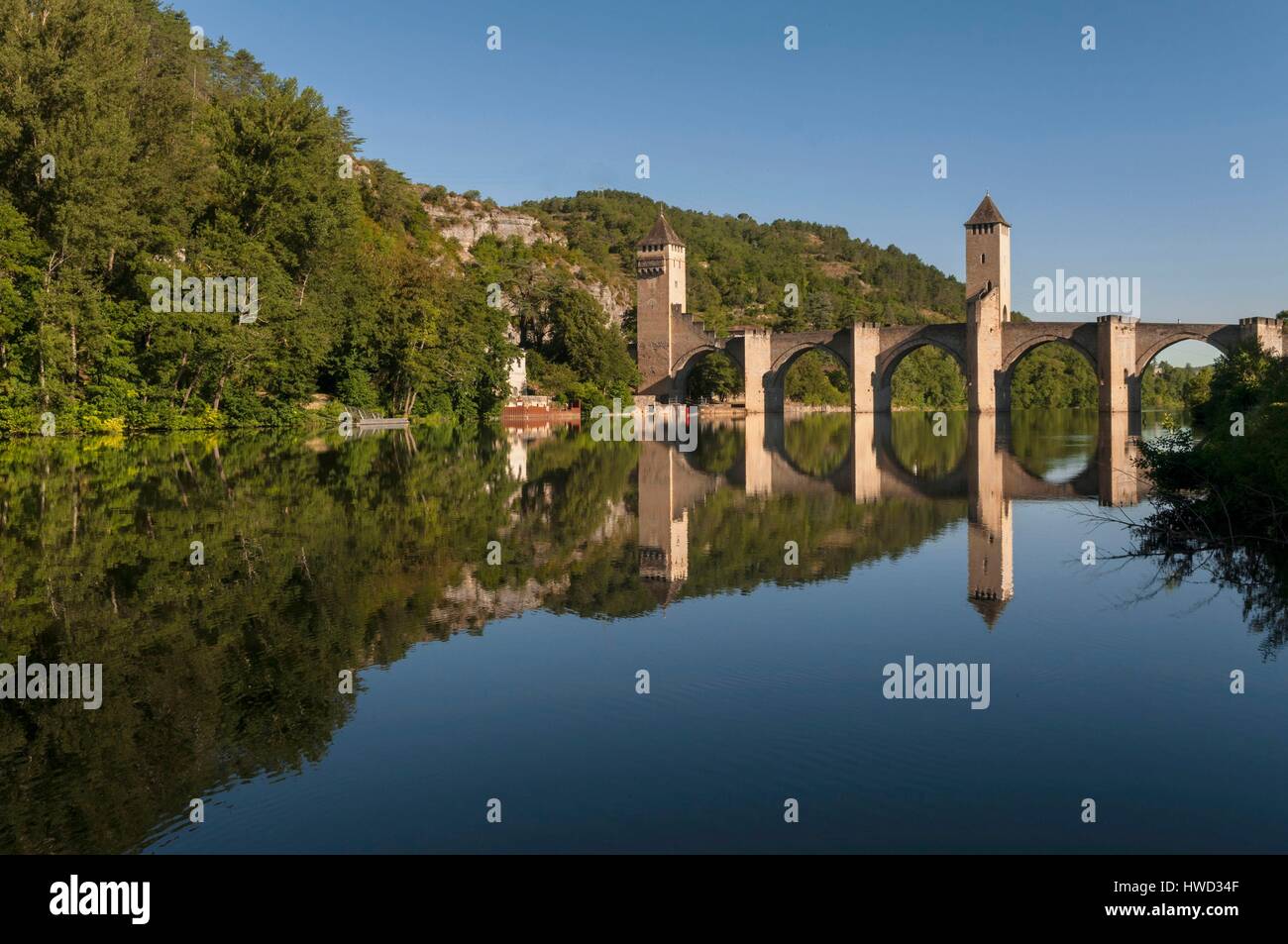 France, Lot, Cahors, Pont Valentre, le Pont du Diable, 14ème siècle ...