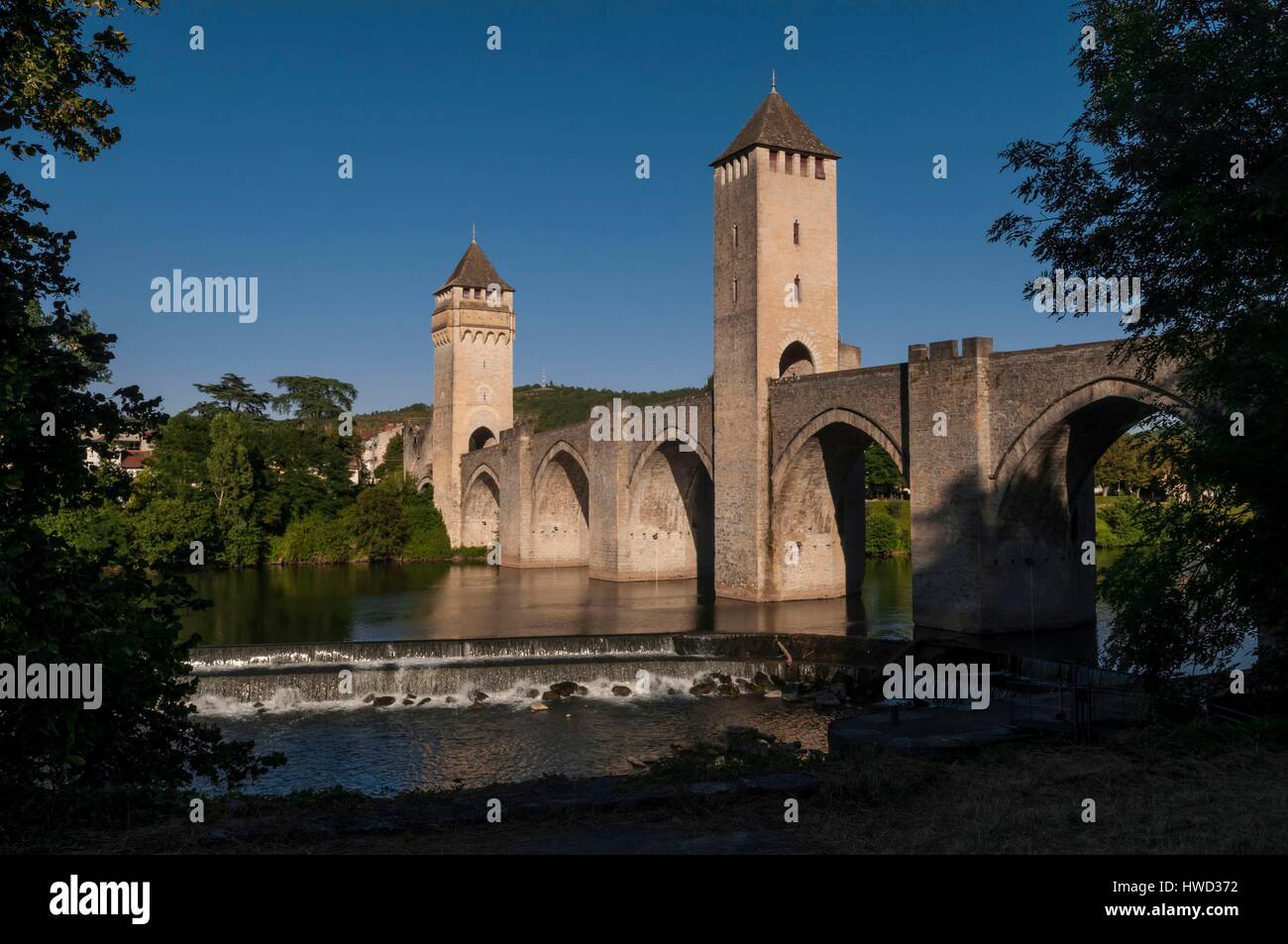 France, Lot, Cahors, Pont Valentre, le Pont du Diable, 14ème siècle ...