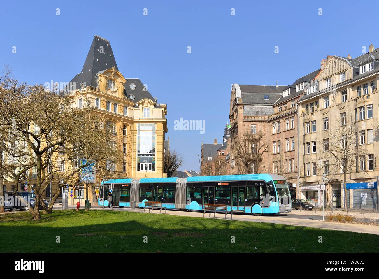 France, Moselle, Metz, Square du Général Mangin et la rue Gambetta ...