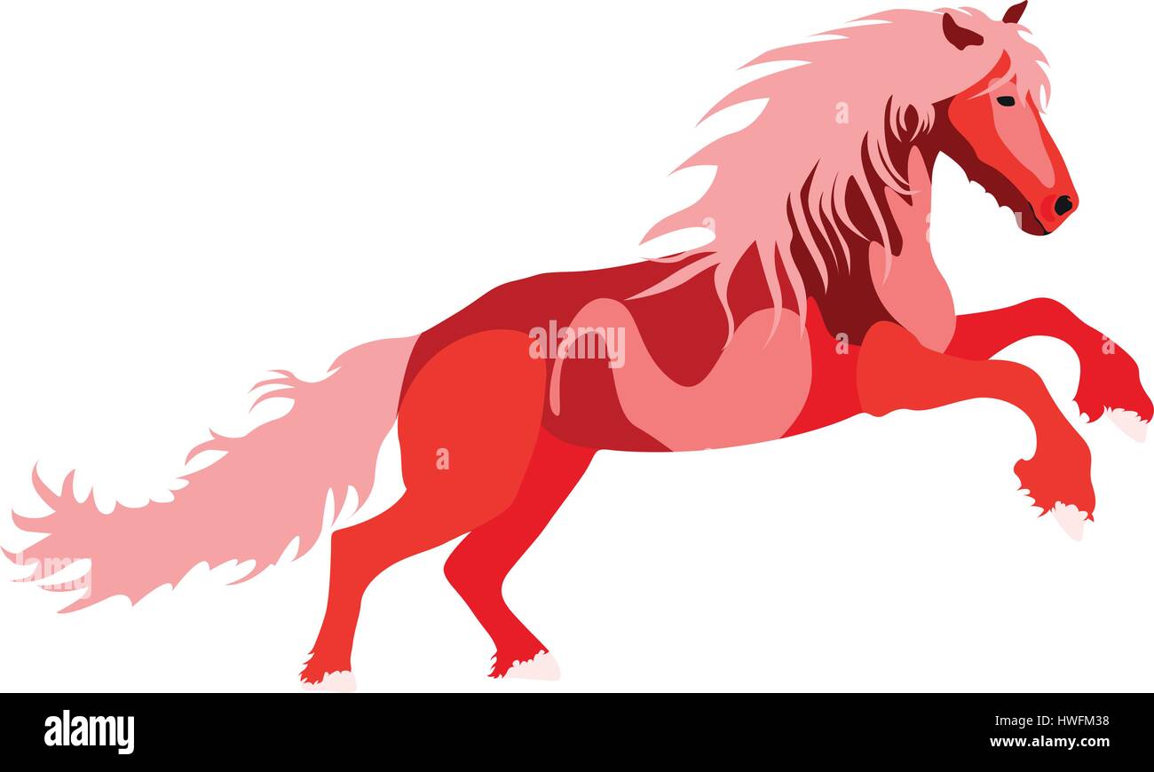 Poney rouge Banque d'images vectorielles - Alamy