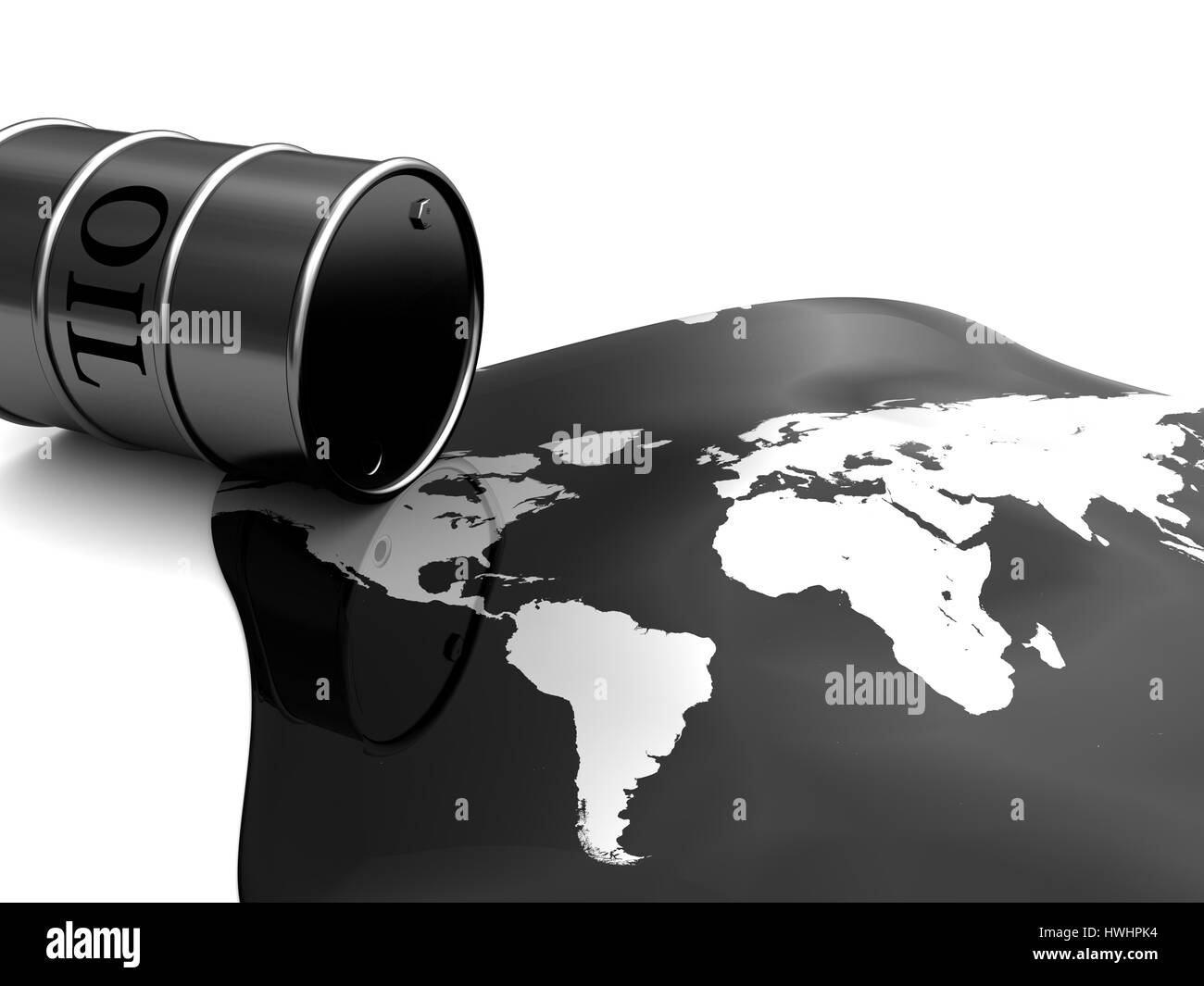 Abstract 3d illustration de baril de pétrole et la carte du monde, la ...