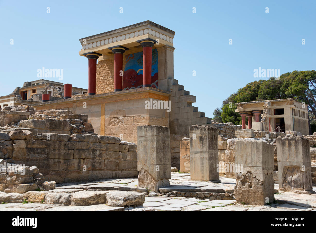 Bastion, Palais de la civilisation minoenne, Knossos, Crète, Grèce ...
