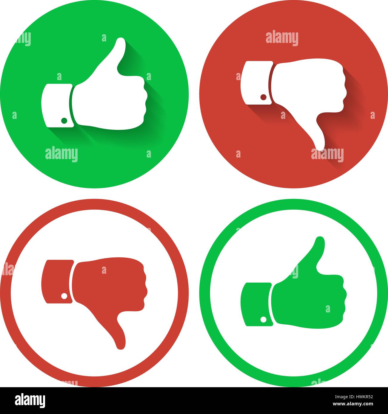 Pouce vers le haut et vers le bas des symboles. Les droits de l'icône ...