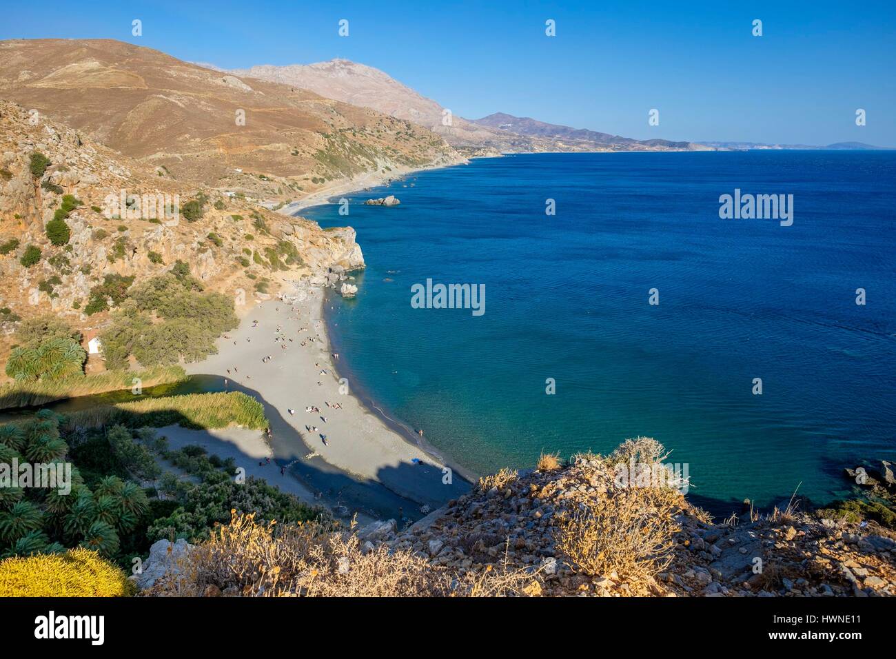 Grèce, Crete, province de Rethymnon, côte sud-ouest, la plage des ...