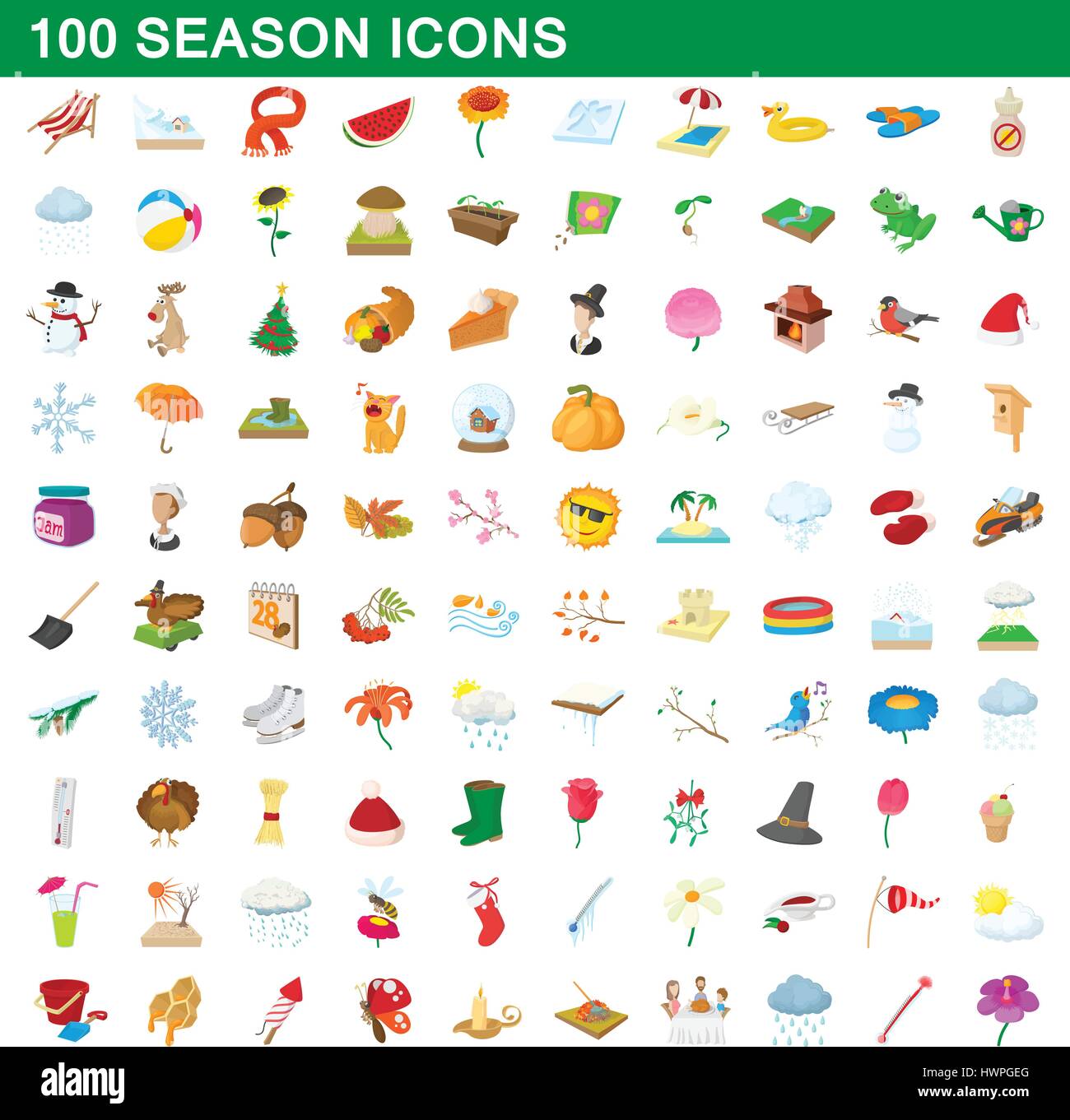 Four seasons cartoon illustration Banque de photographies et d’images à ...