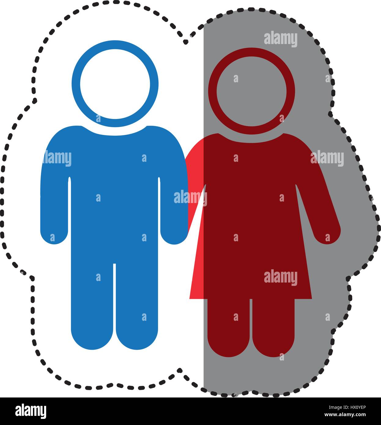 Un autocollant fond blanc pictogramme de couple avec Image Vectorielle ...