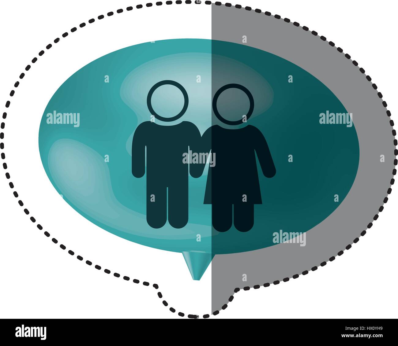 Autocollant de discours ovale avec pictogramme de couple Image ...