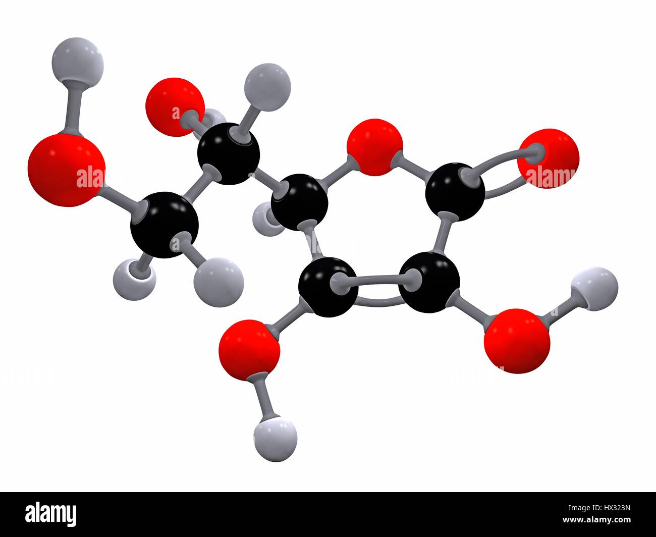 Vitamine C. Le modèle moléculaire de l'acide ascorbique (C6.H8.O6 ...