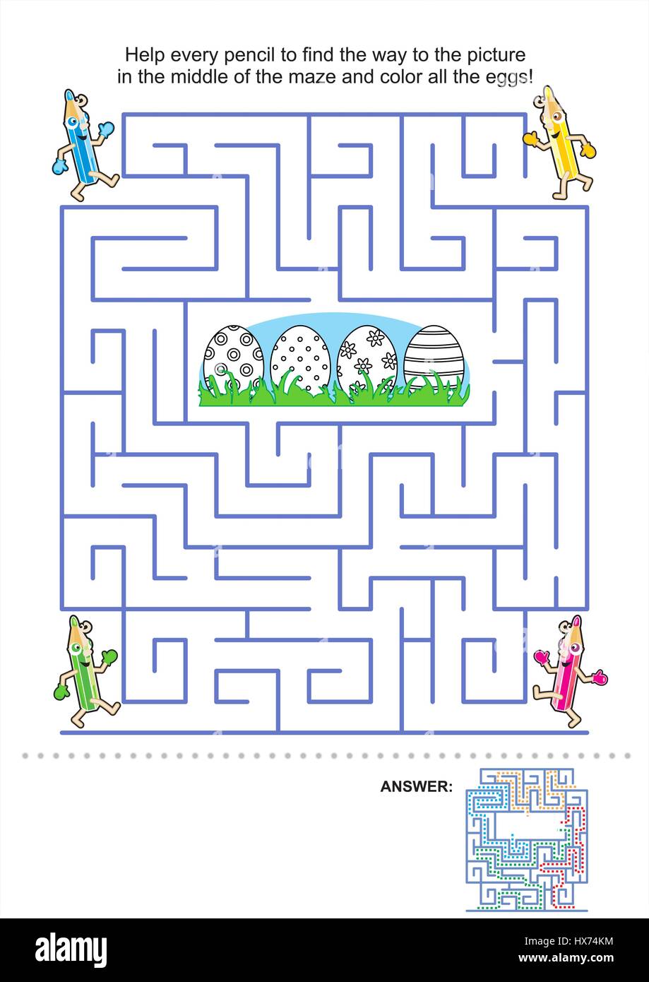 Jeu de labyrinthe de Pâques et l'activité de coloriage pour enfants ...