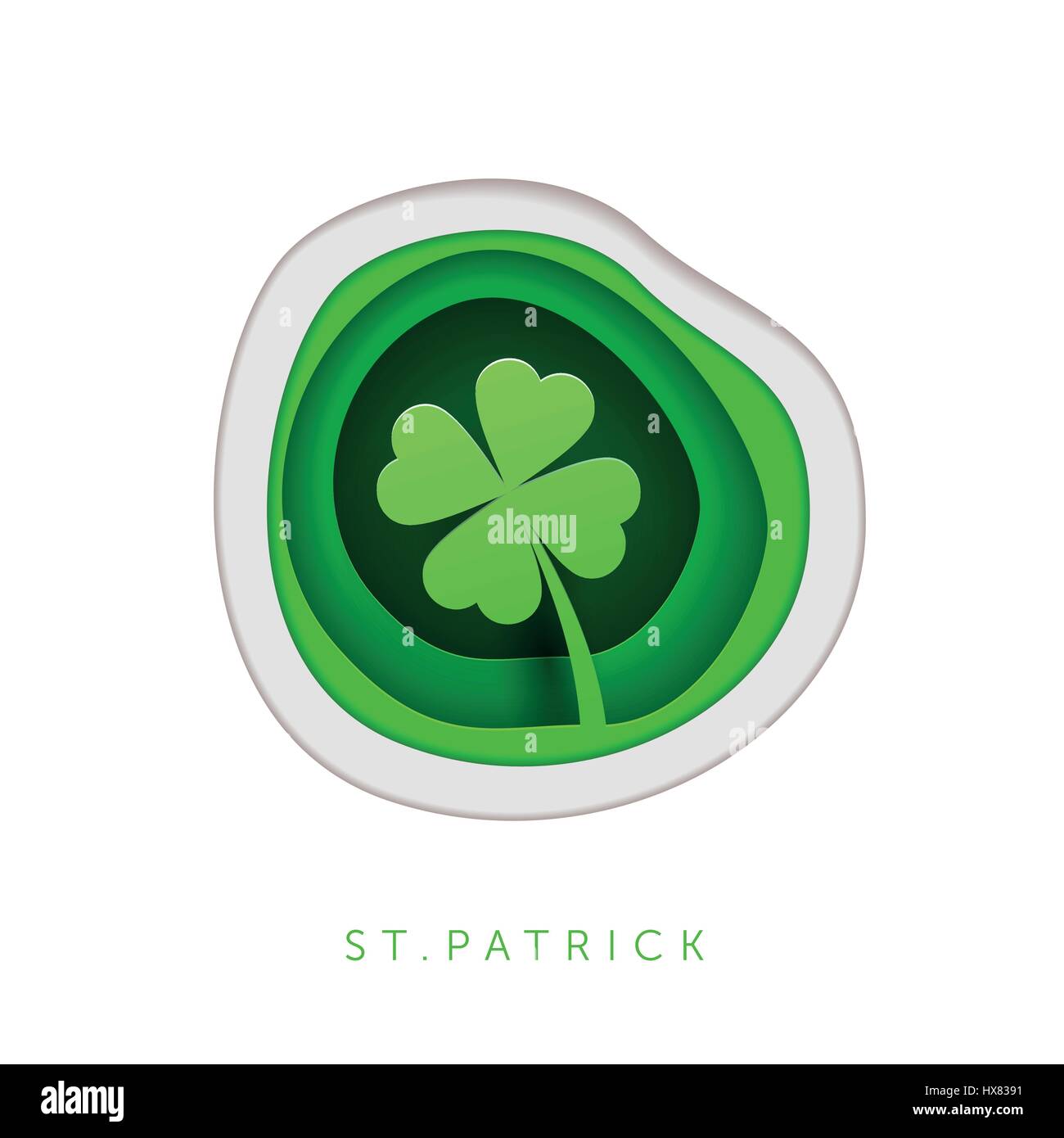 Trèfle à quatre feuilles. Style art papier vector illustration Image ...