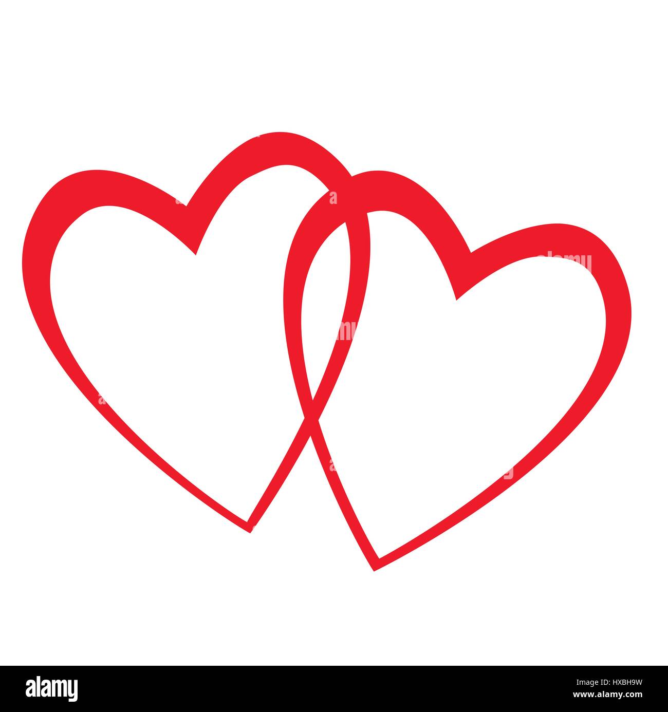 Deux coeurs entrelacés sur fond blanc Image Vectorielle Stock - Alamy
