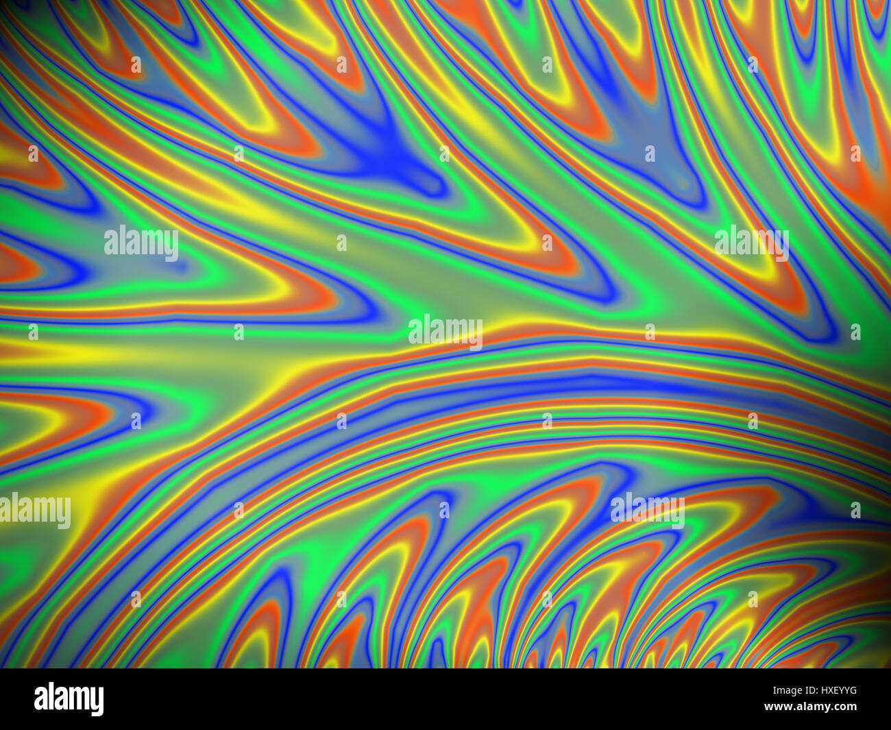 Des courbes d'une image fractale numérique en vert bleu orange et jaune ...