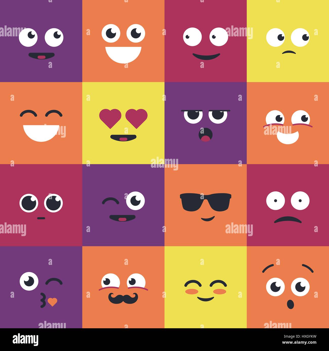 Emoji emoticon smiley vector set coeur Banque de photographies et d ...