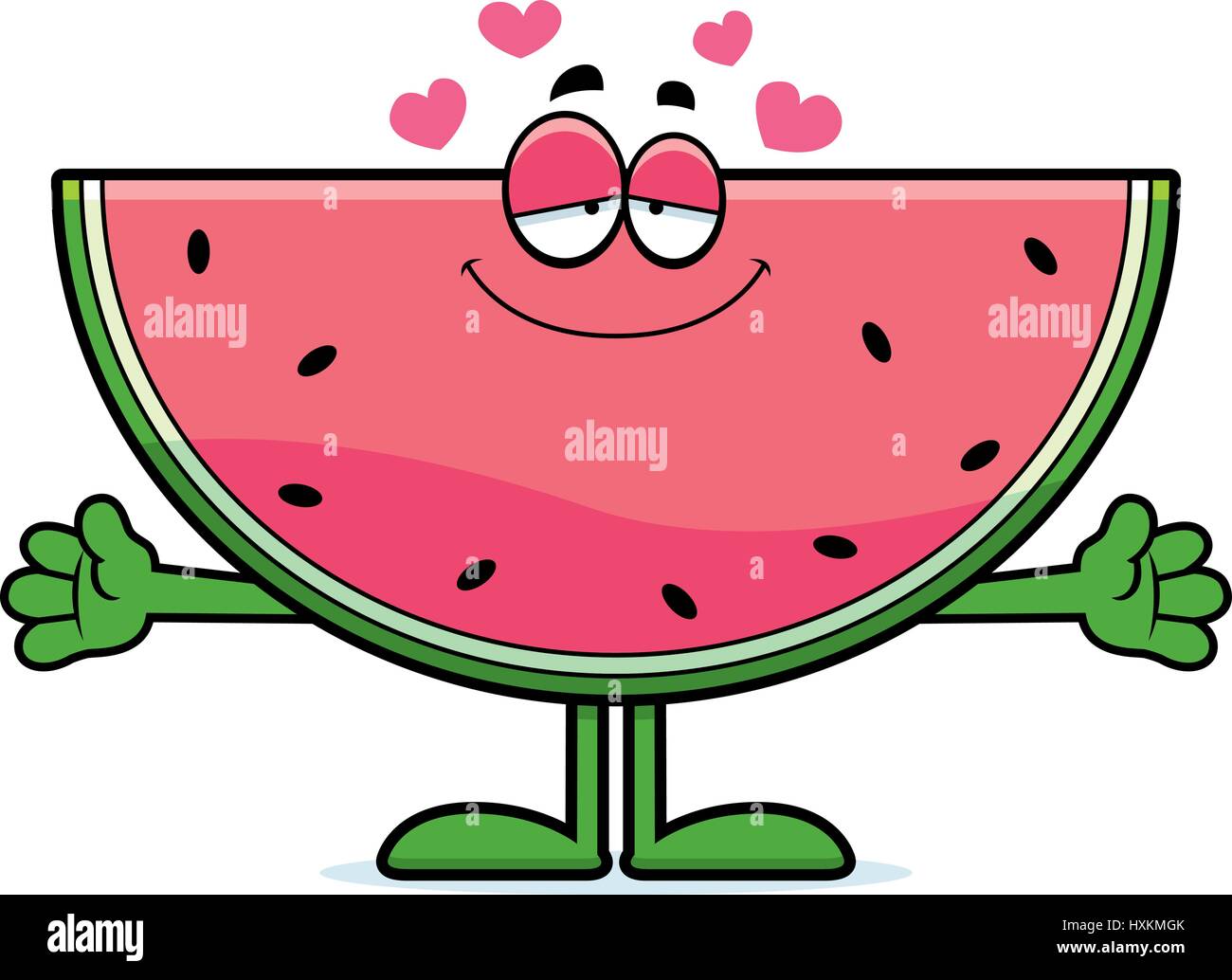 Illustration d'une caricature d'une pastèque prêt à donner une accolade ...