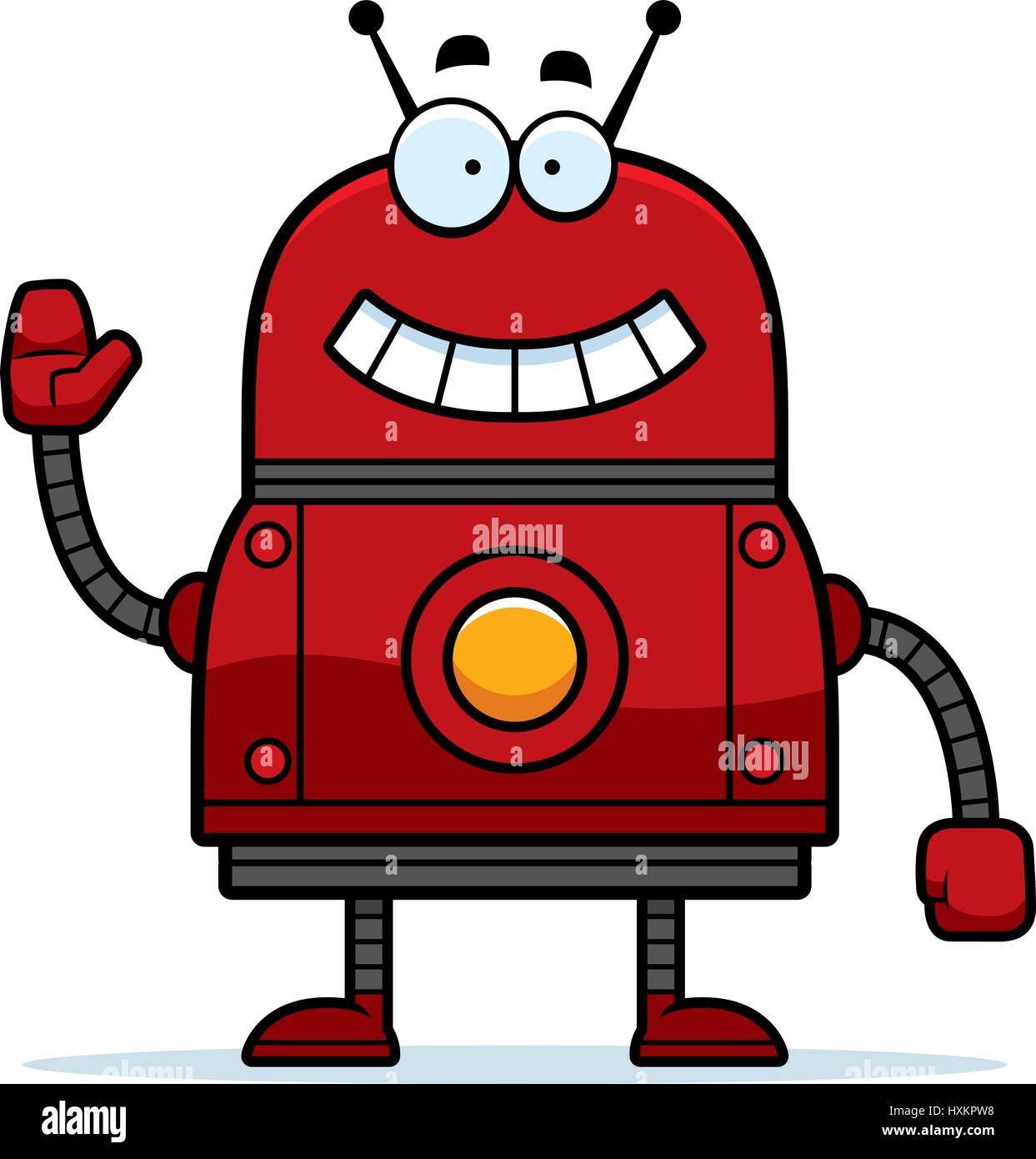 Une illustration d'un dessin animé robot rouge smiling and waving Image ...