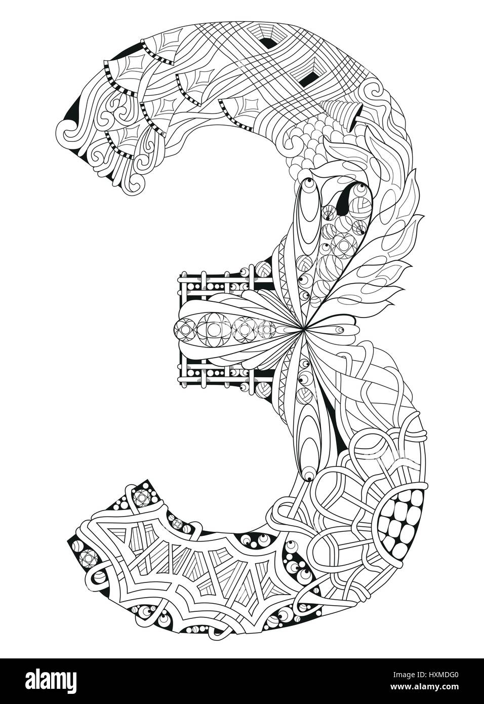 Zentangle number vector decorative number Banque de photographies et d ...