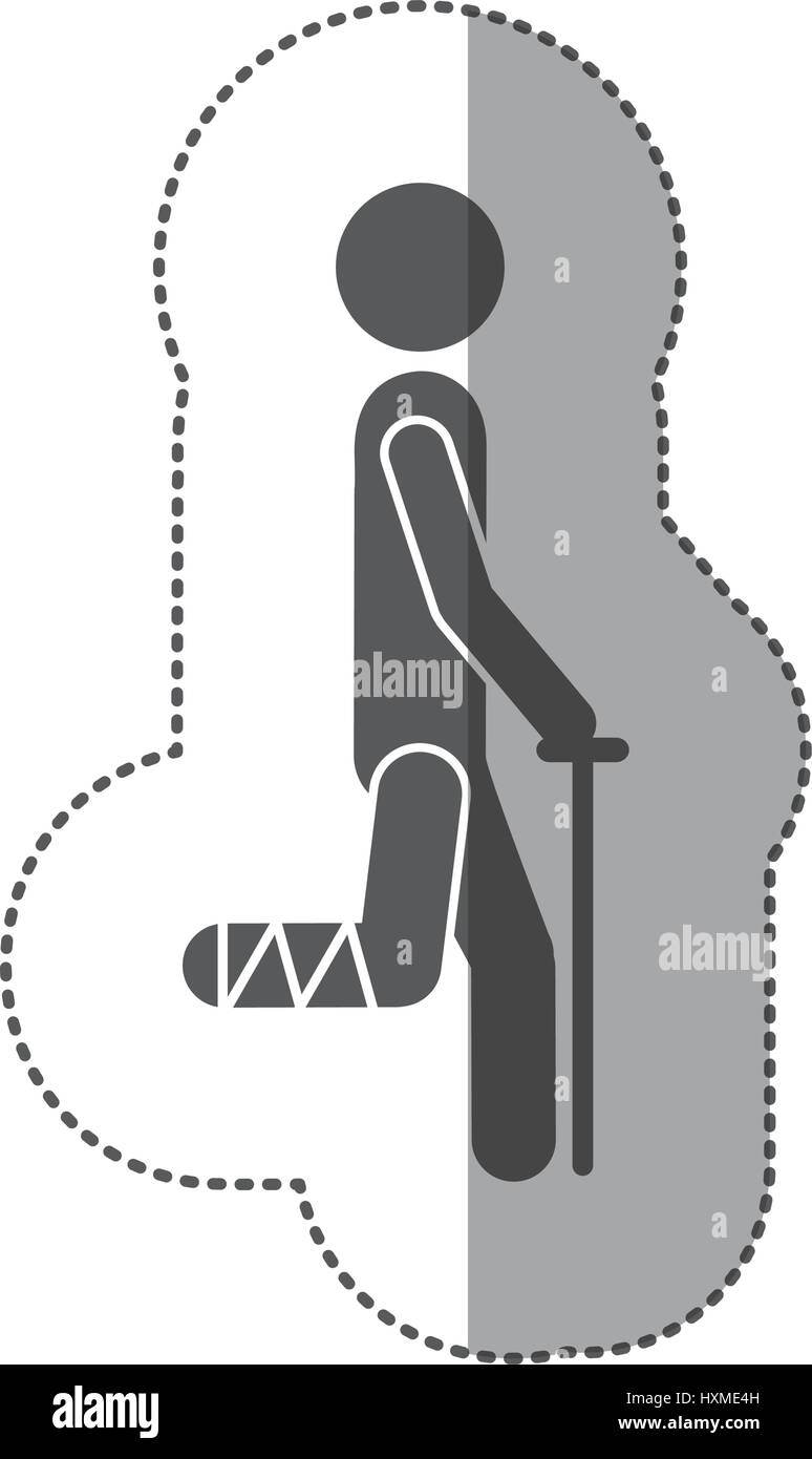Pictogramme autocollant silhouette jambe bandée patient Image ...
