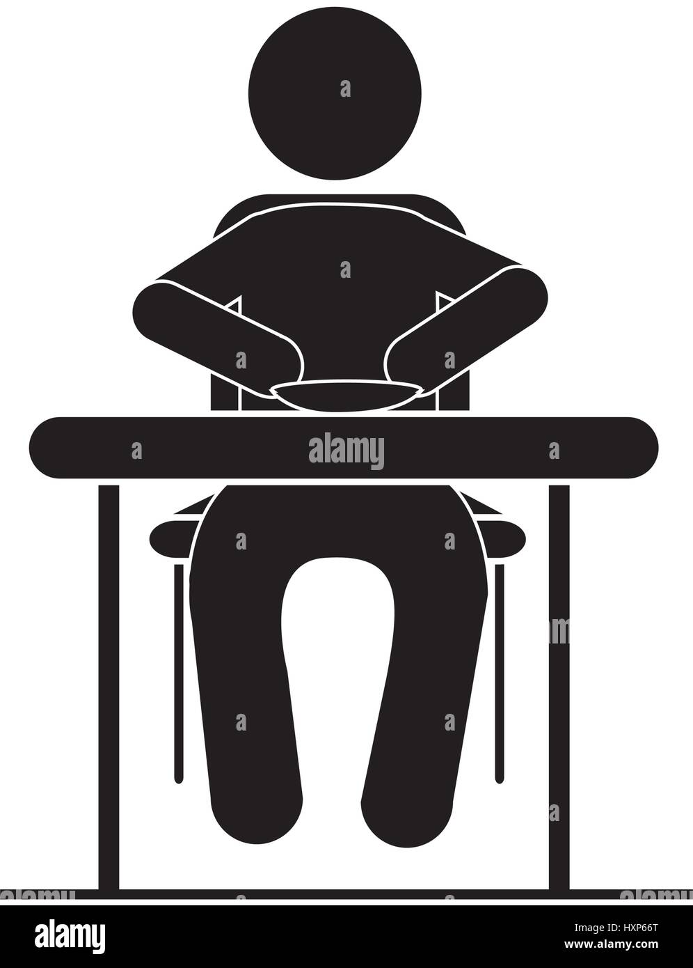 Pictogramme silhouette noire assis dans le tableau avec dish Image ...