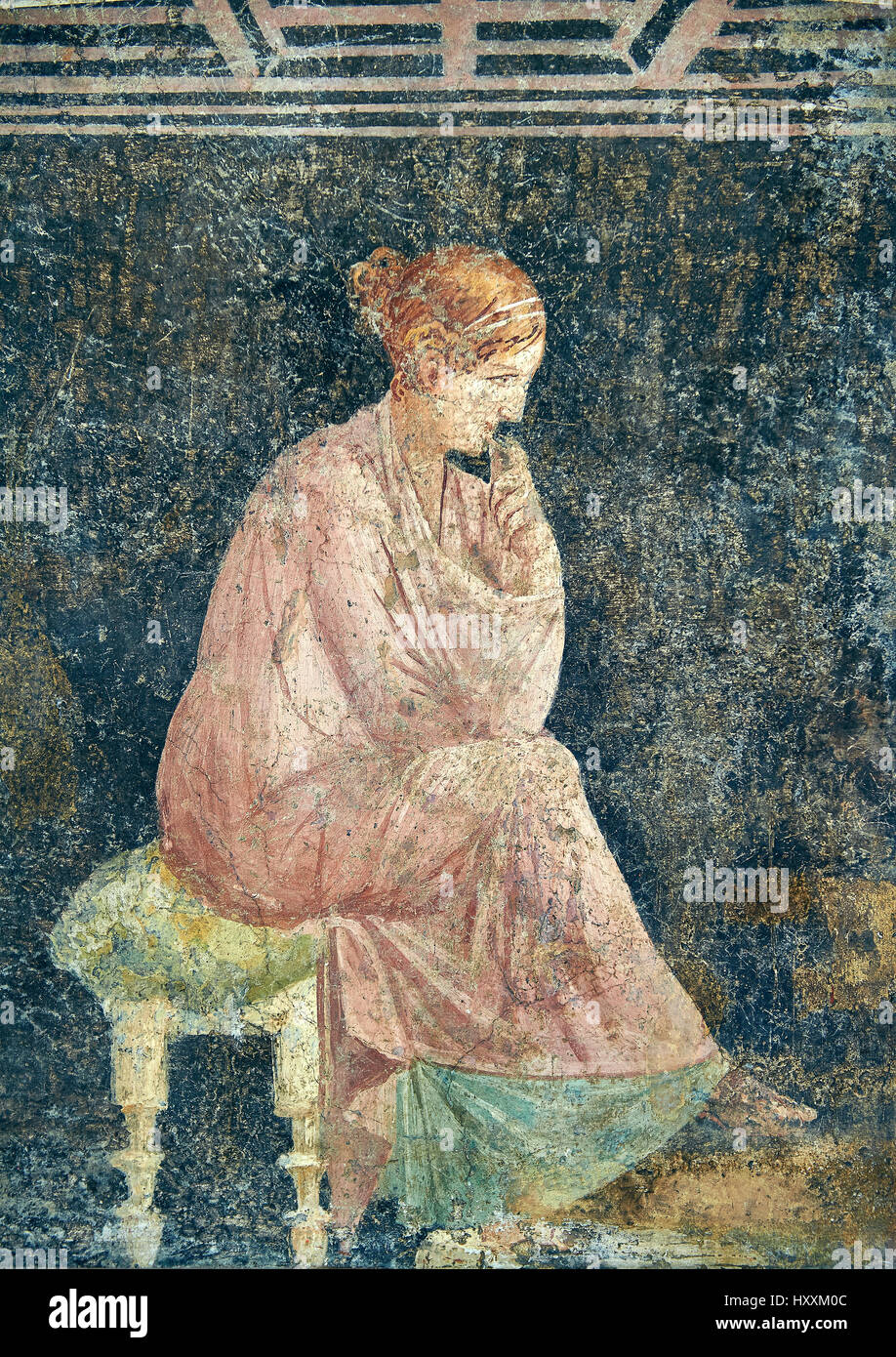 Détail de la peinture murale fresque romaine d'une pensée des femmes de ...