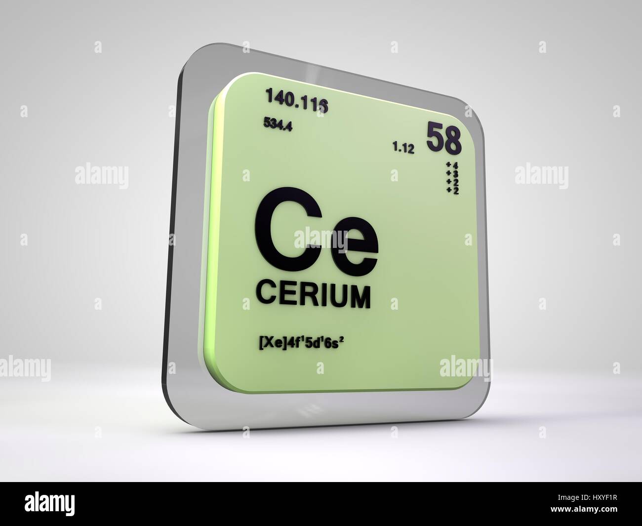 Cerium - Ce - Tableau périodique des éléments chimiques de rendu 3D ...