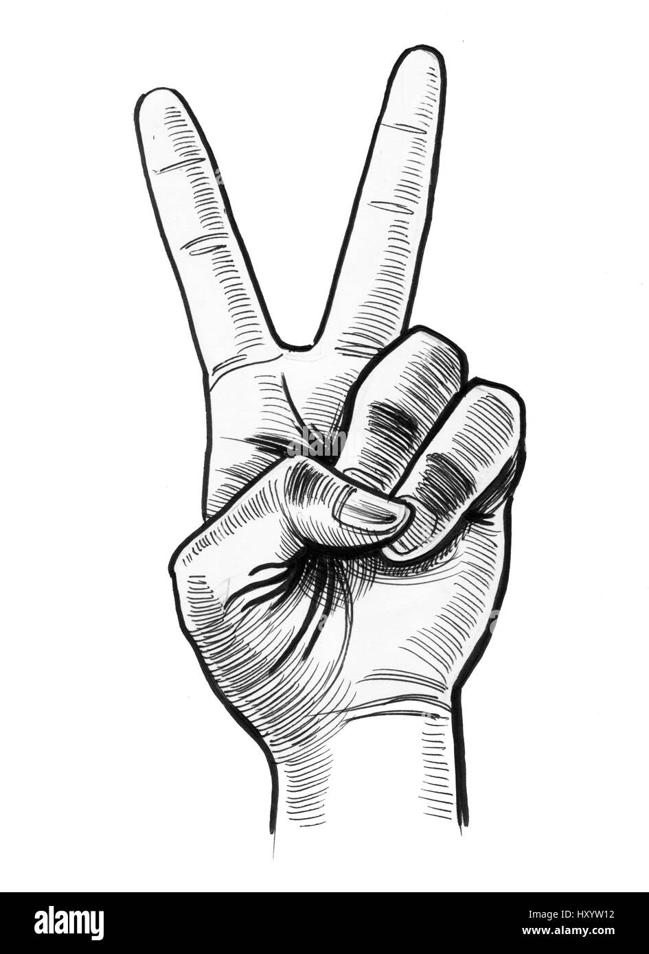 V sign Banque d'images noir et blanc - Alamy