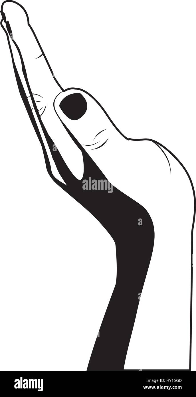Silhouette dessin main gauche vers le haut Image Vectorielle Stock - Alamy