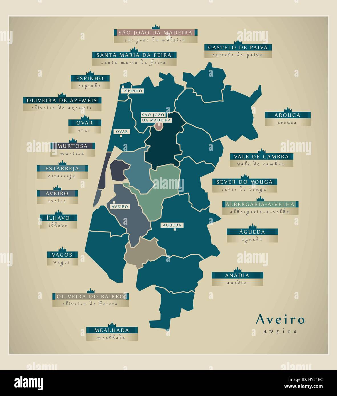 Carte du portugal aveiro Banque de photographies et d’images à haute ...