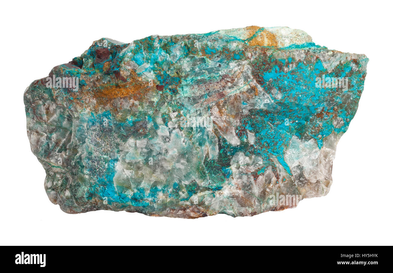 Pierre précieuse brute Turquoise isolé sur fond blanc Photo Stock - Alamy