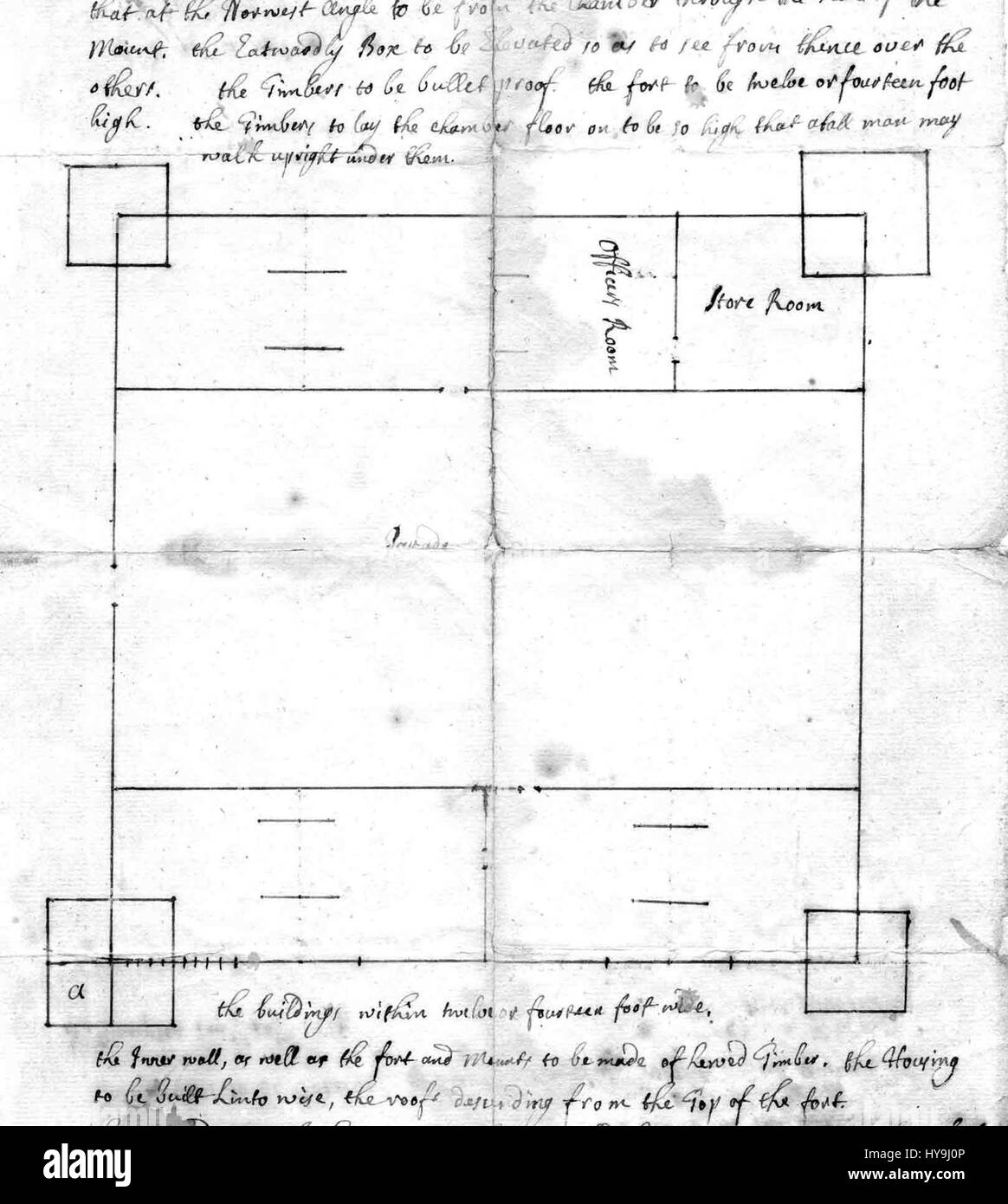Fort Dummer 1724 le plan fait référence à une carte historique ou à une ...