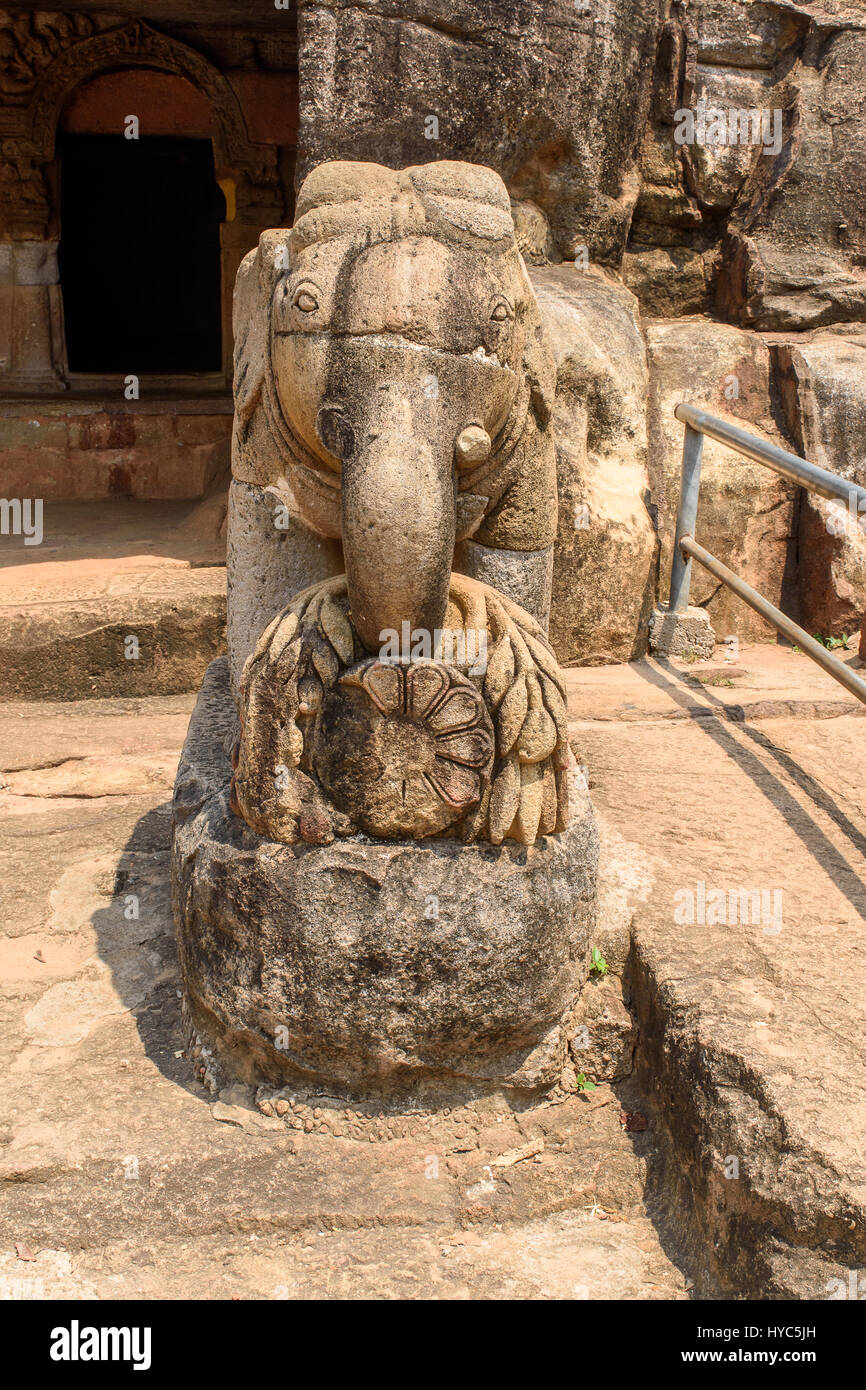 La sculpture sur pierre sur le mur de temples à Bhubaneswar.India.C'est ...