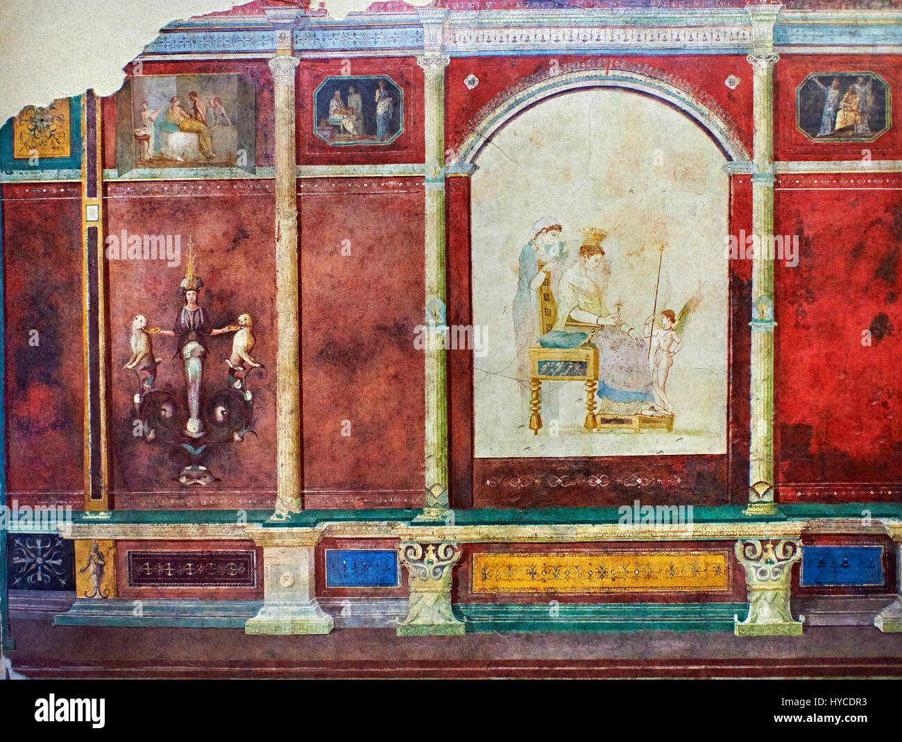 Fresque romaine décoration murale de chambre B de la Villa Farnesia ...