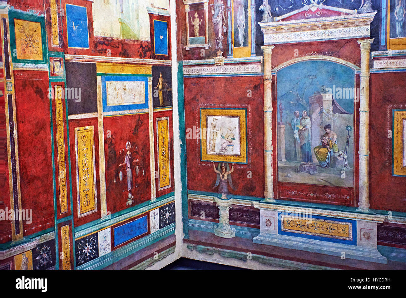 Fresque romaine décoration murale de la chambre B, la Villa Farnesia ...