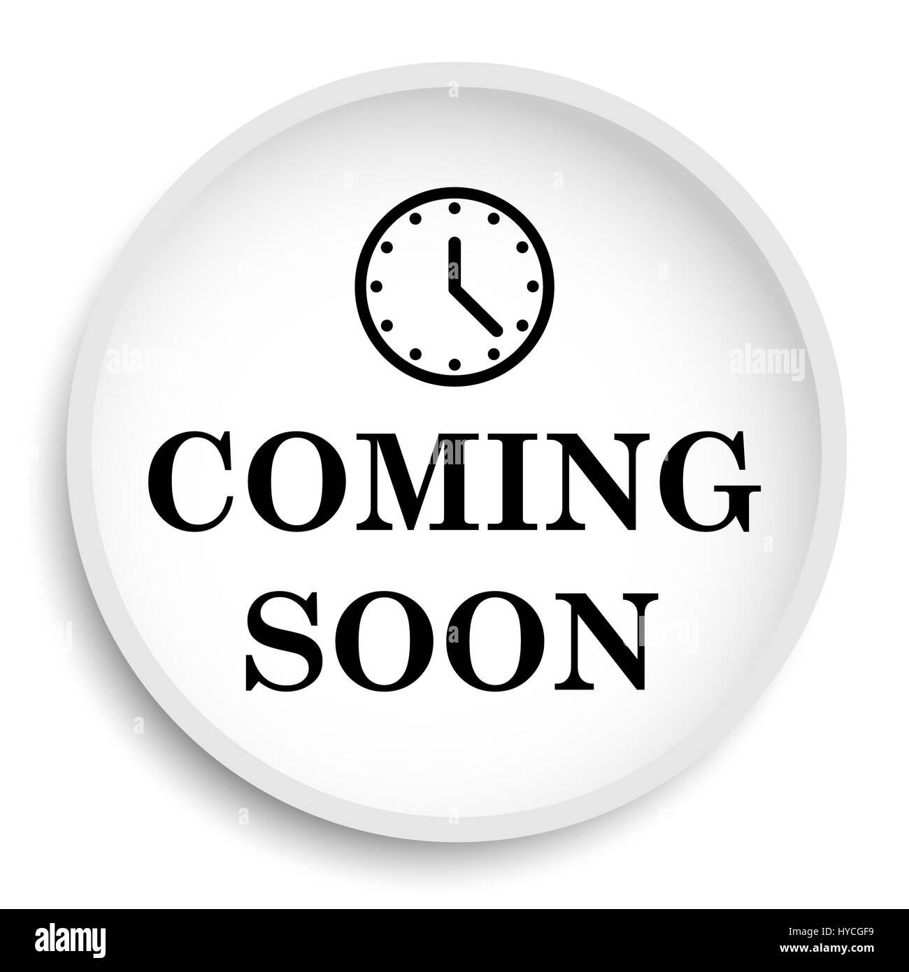 Bientôt en icône. Bouton Site web bientôt disponible sur fond blanc ...