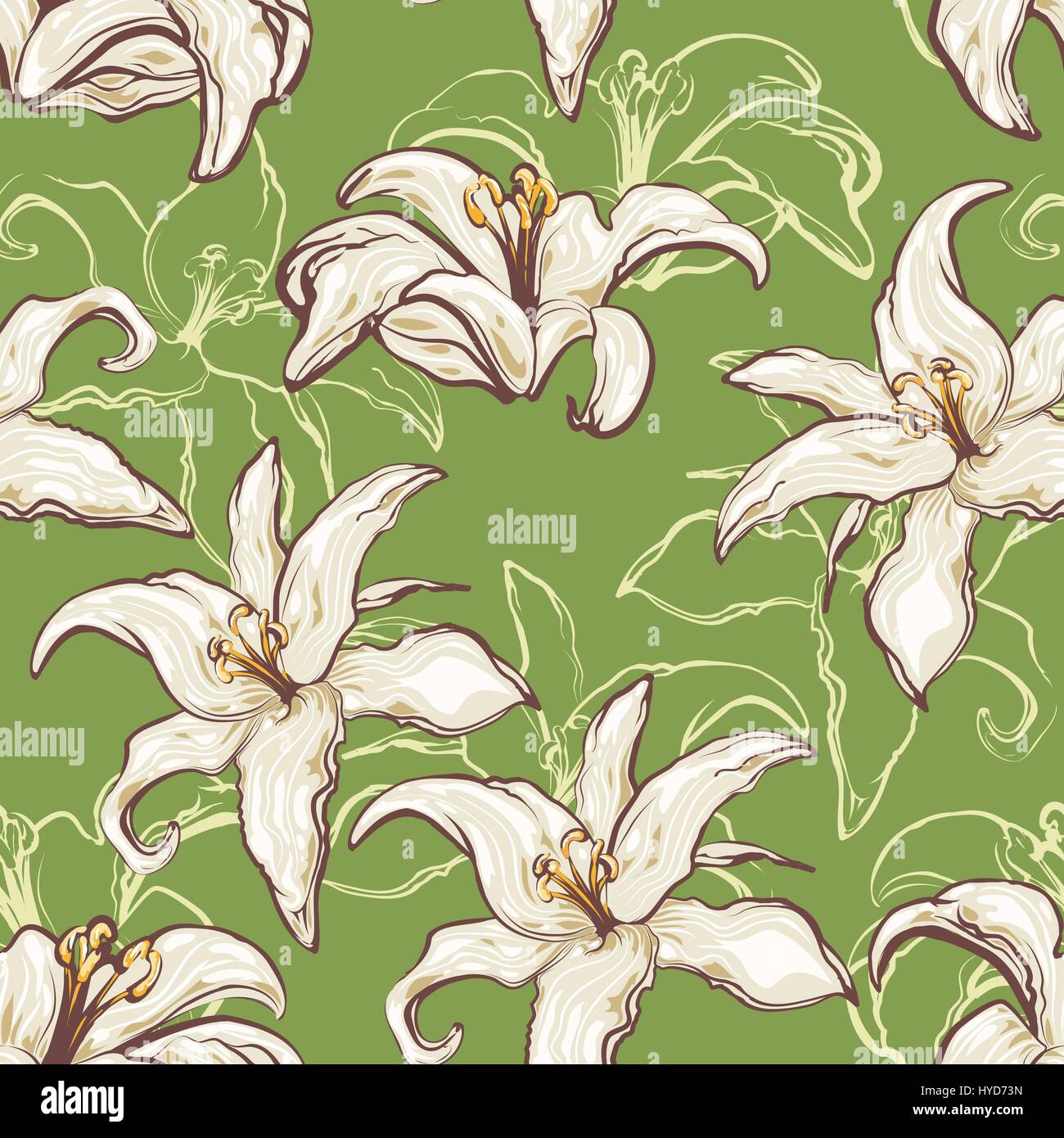 Dessin vectoriel fleurs fond de jardin Banque d'images vectorielles - Alamy