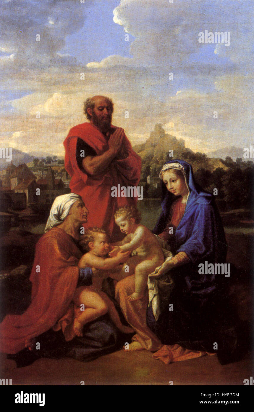 La Sainte Famille avec saint Jean, sainte Elisabeth et saint Joseph ...