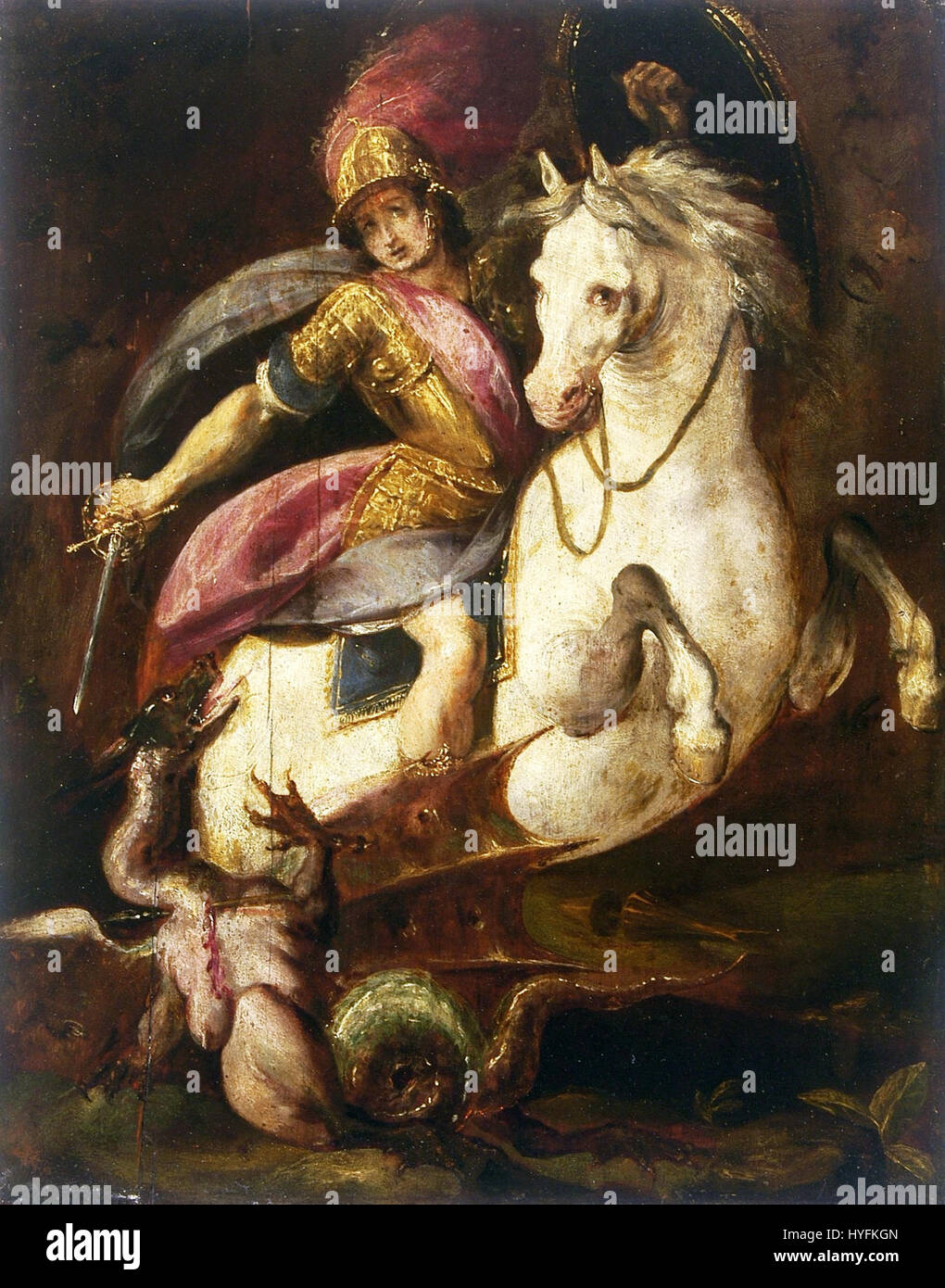 Le tableau 'George and the Dragon' de Gherardini dépeint l'histoire ...