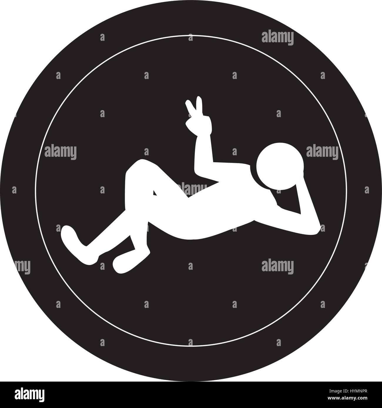 Cadre rond monochrome avec pictogramme homme repos Image Vectorielle ...