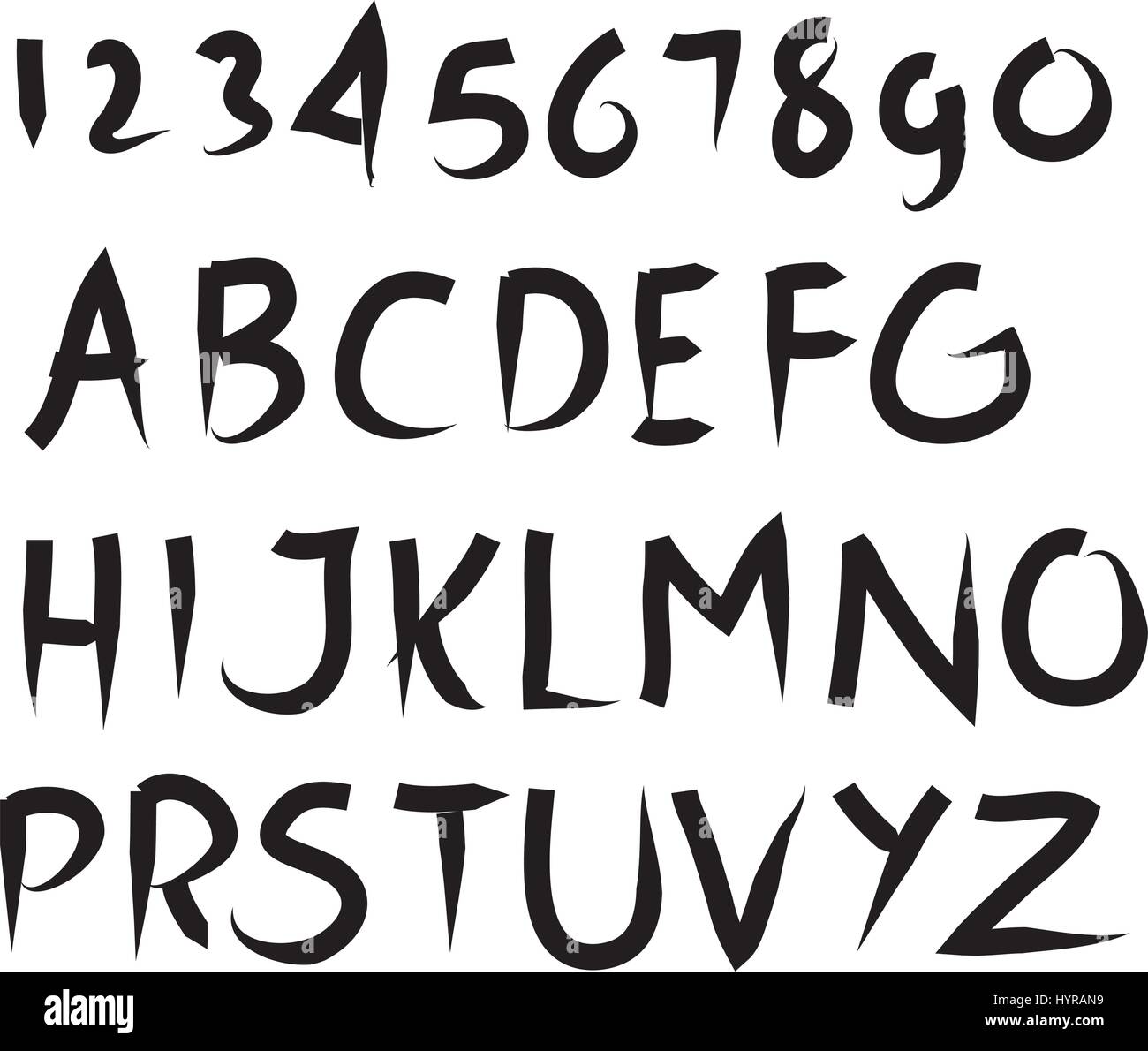 Dessin vectoriel freestyle alphabet pinceau Image Vectorielle Stock - Alamy