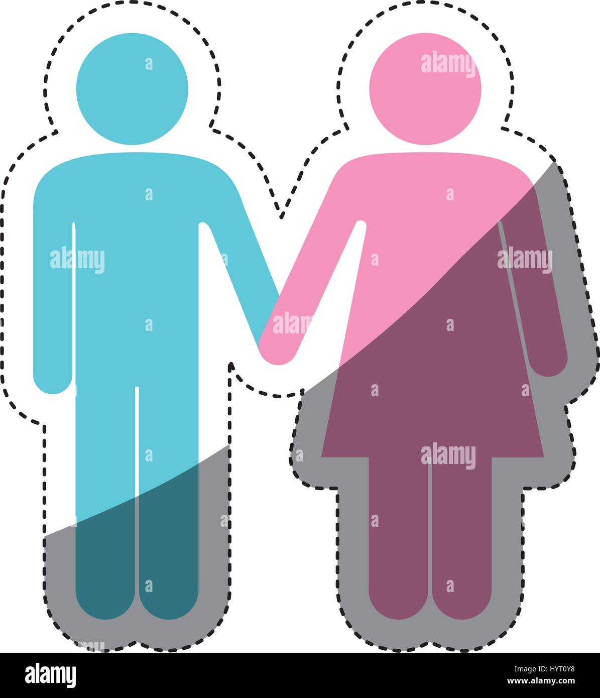 Pictogramme de couleur autocollant silhouette couple holding hands ...