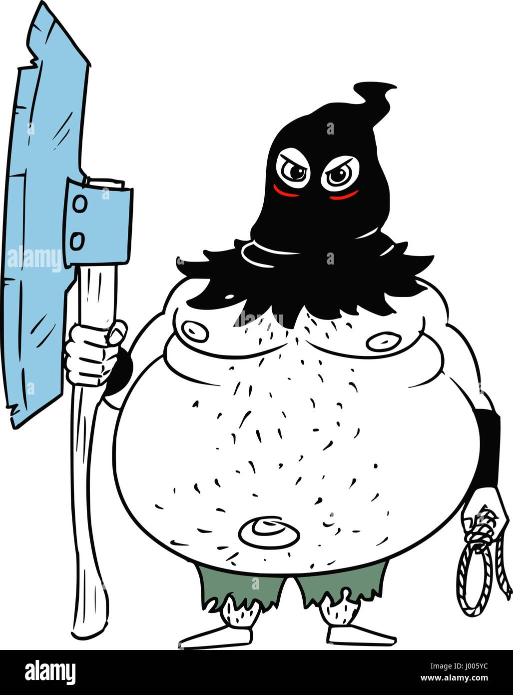 Vector Cartoon fantasy medieval executioner headsman pendu avec grosse ...