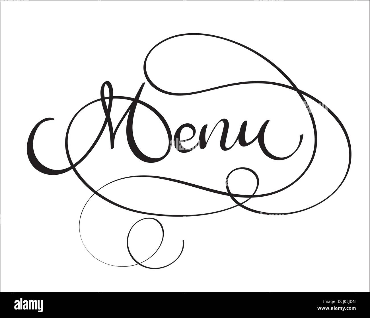 Vecteur Menu mot sur fond blanc. Hand drawn vintage lettrage ...