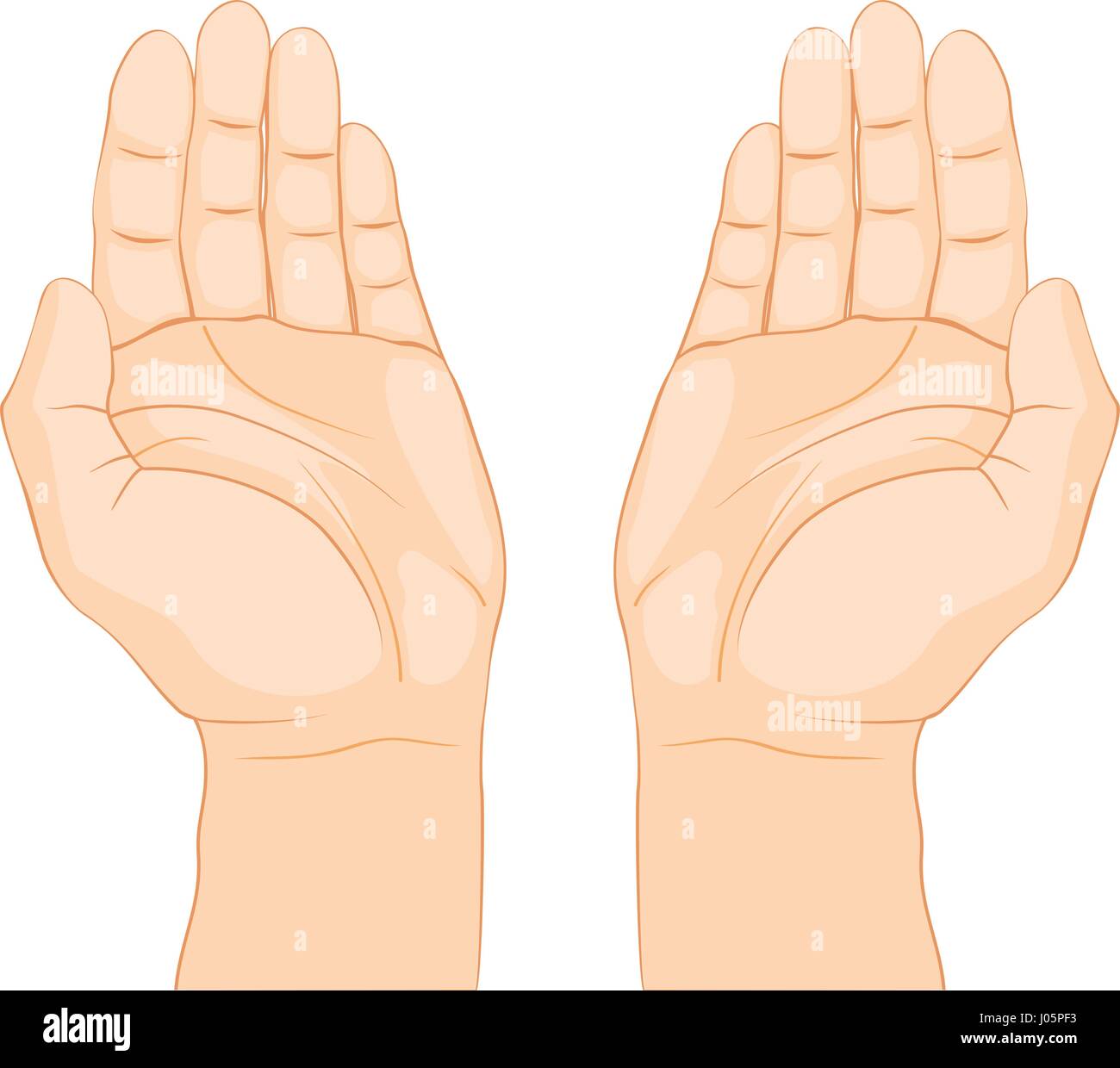 La prière des mains ouvertes sur fond blanc. Prière Dua.vector ...